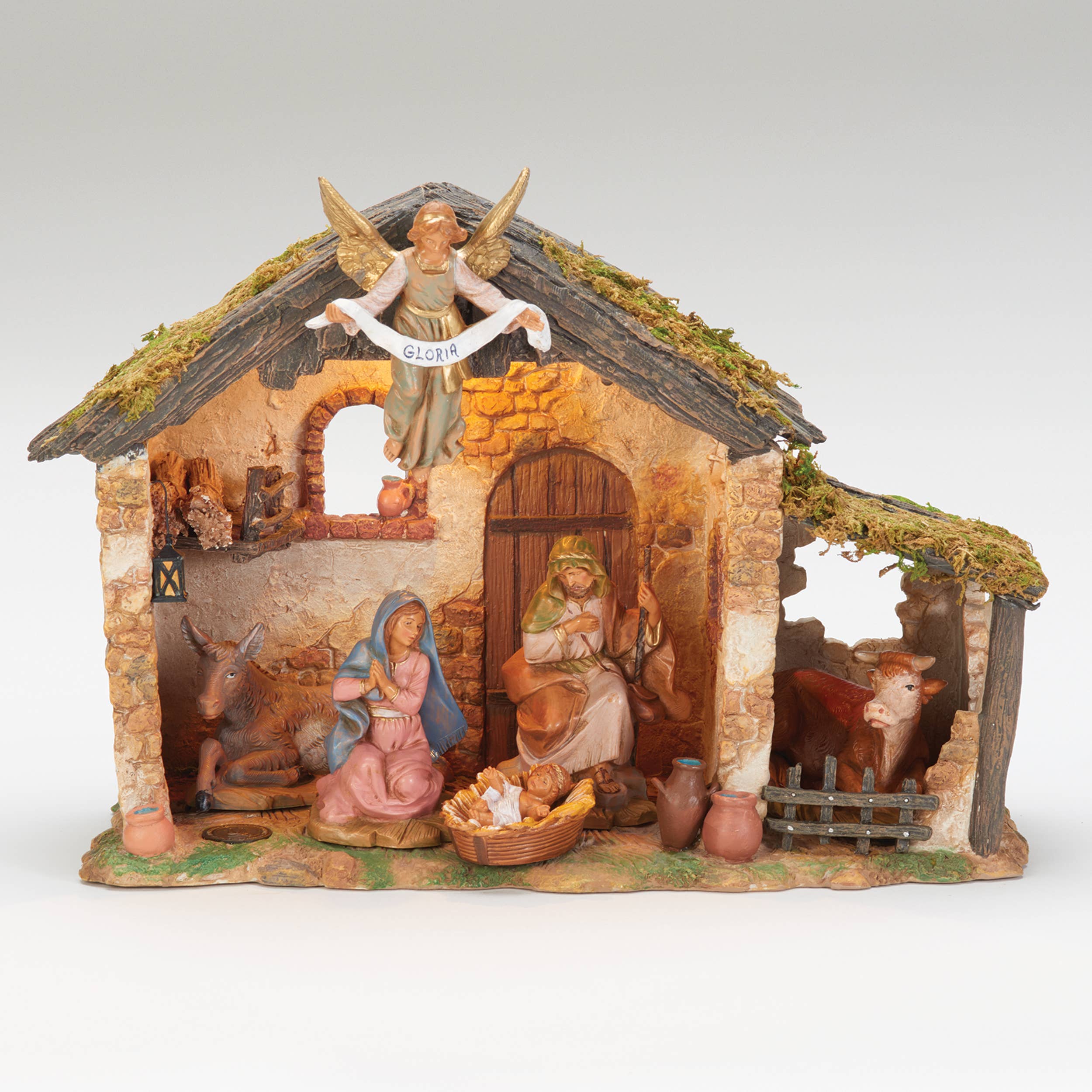 Fontanini 6 Figure Lighted Stable Nativity – 5" Scale – St. George