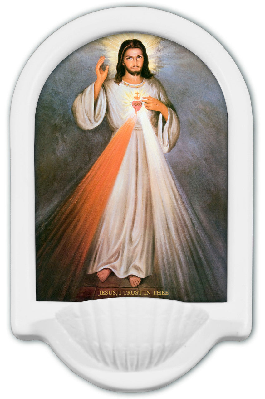 Divine Mercy White Holy Water Font – St. George
